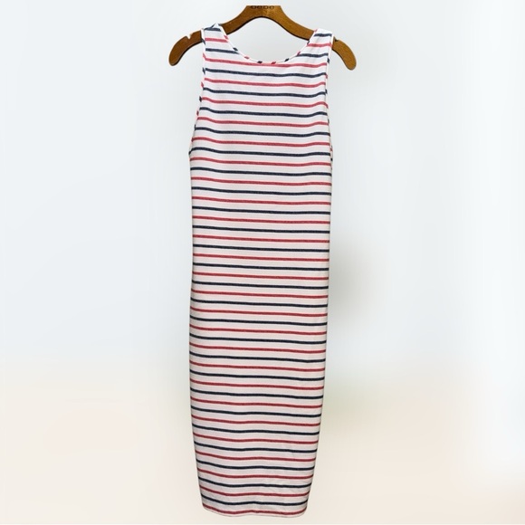 Zara | Dresses | Zara Midi Bodycon Dress Red White Blue Stripes Size L ...